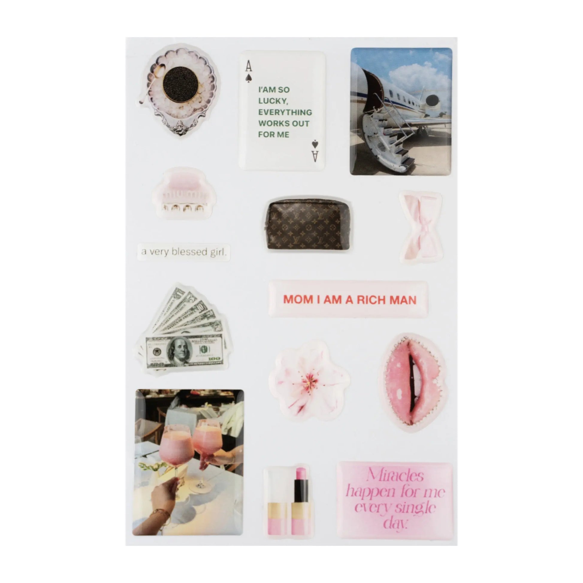 The Assorted Affirmation Lucky Girl 3D Epoxy Sticker Set – The Dream ...