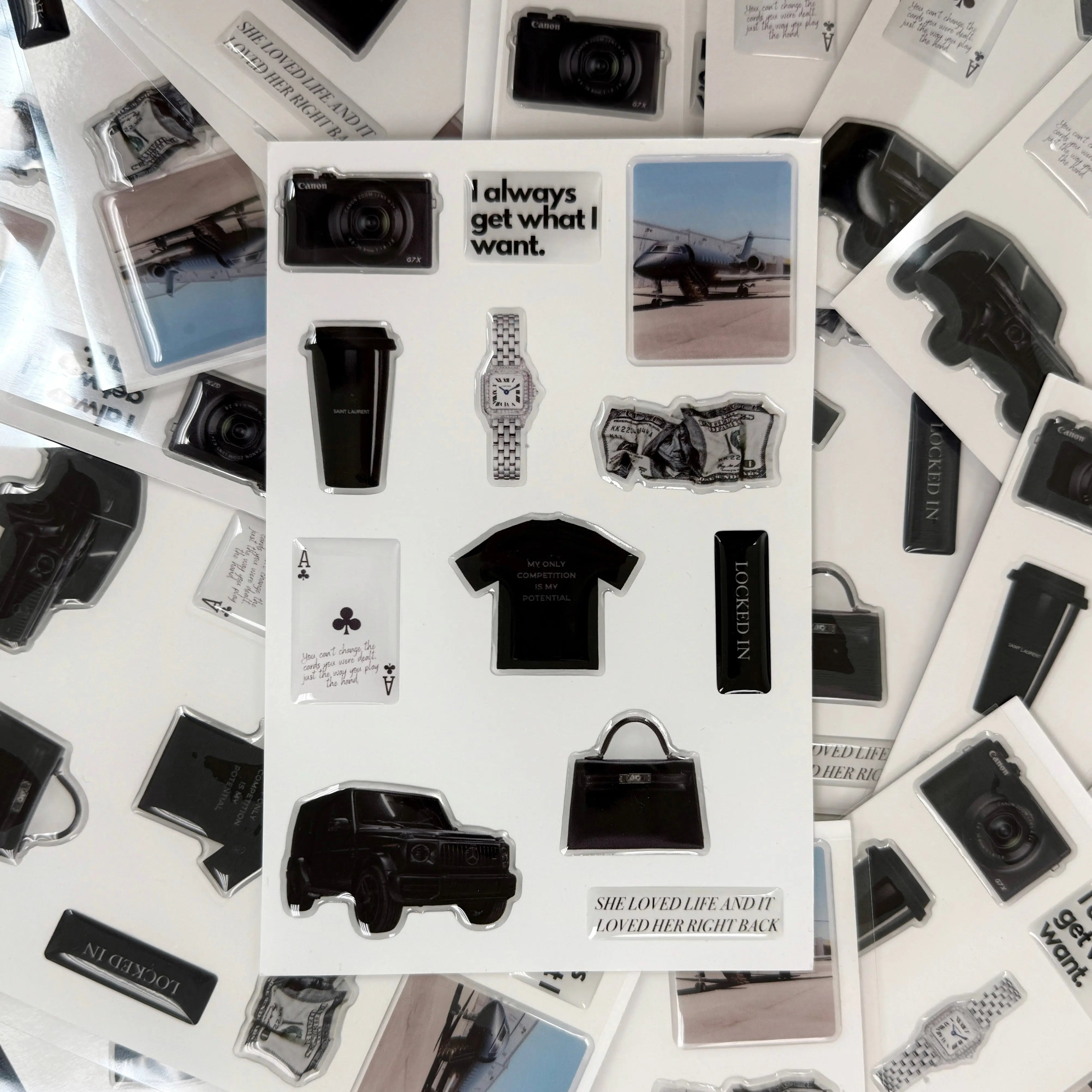 Chic Affirmation 3D Stickers | Locked in Sticker Set